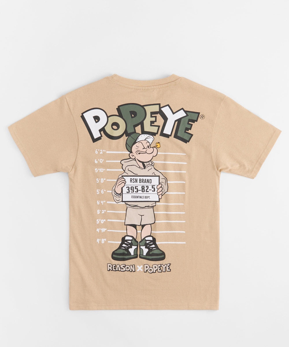 Popeye Mugshot Embroidered Short Sleeve Tee - Tan