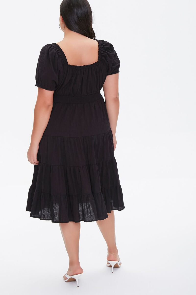 Plus Size Tiered Ruffle-Trim Dress