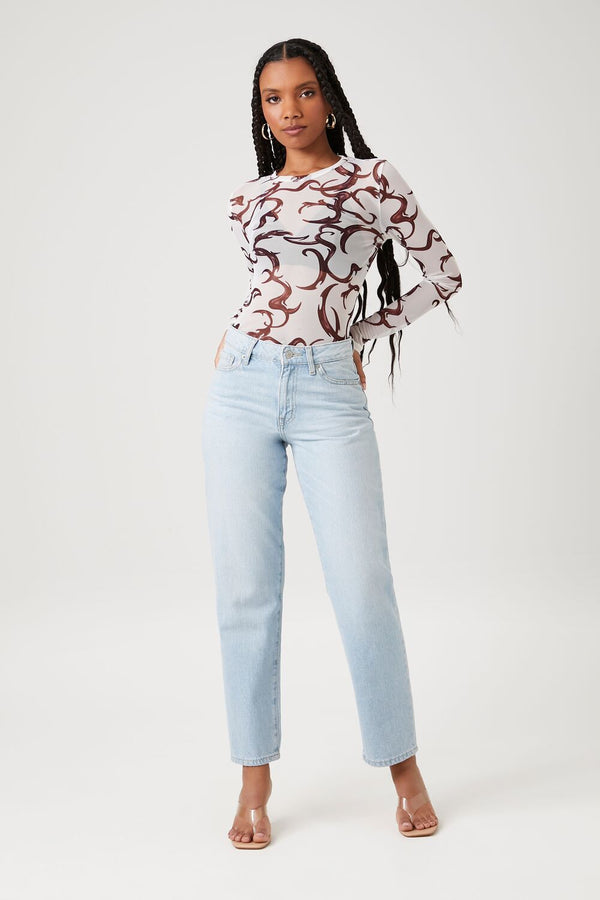 Mesh Abstract Print Top