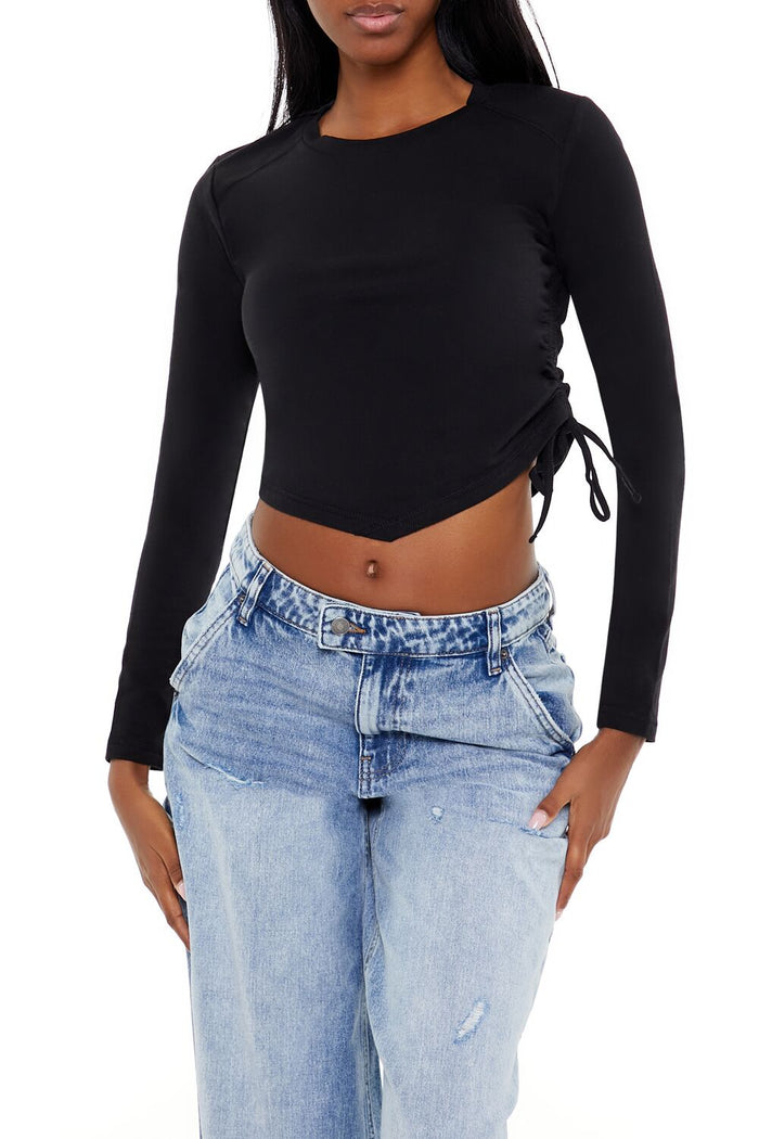 Ruched Drawstring Crop Top